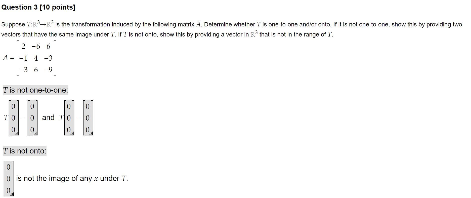 Solved Question 3 [10 points] Suppose T:R3-R3 is the | Chegg.com