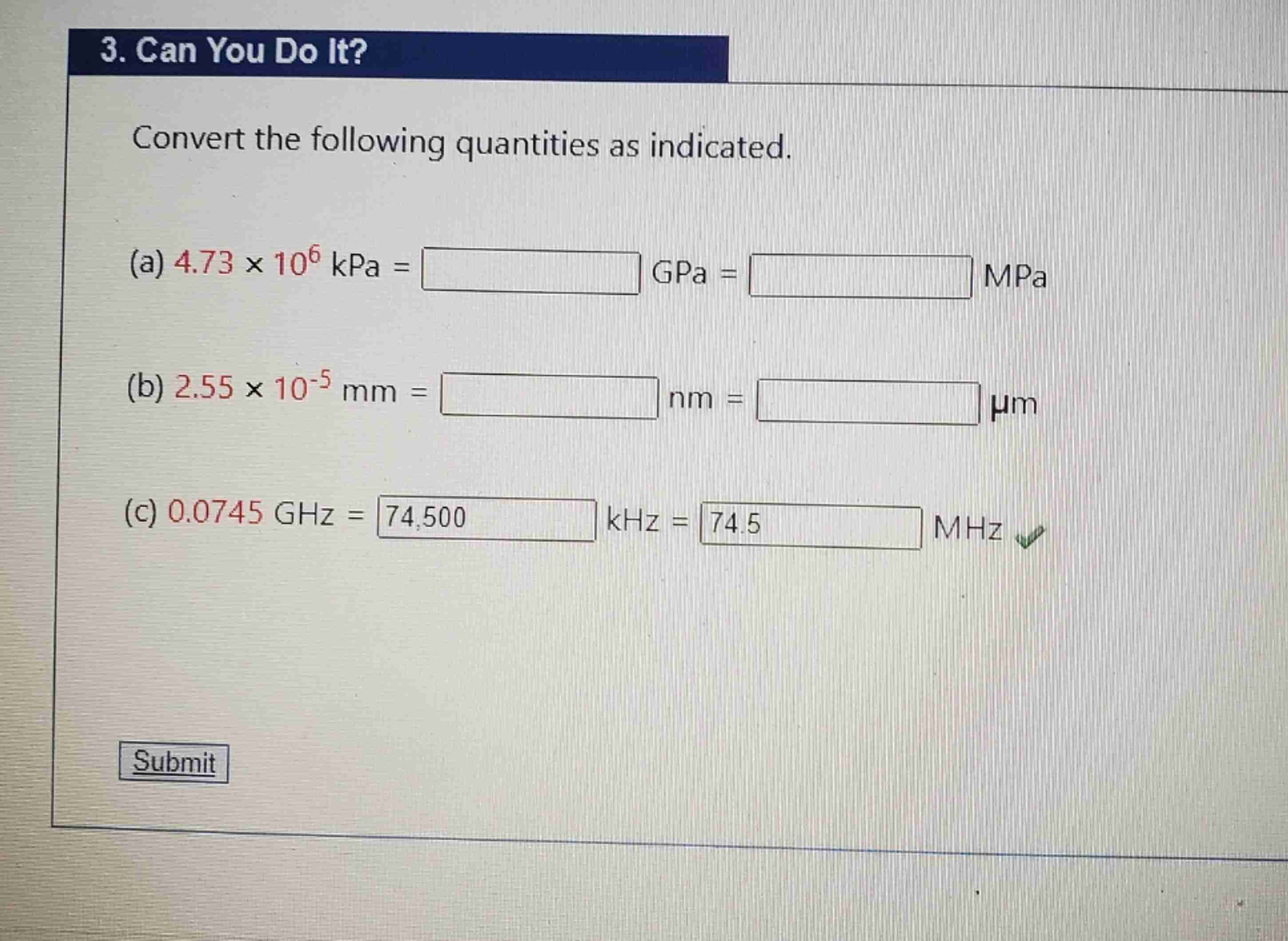Solved Can You Do It?Convert the following quantities as | Chegg.com