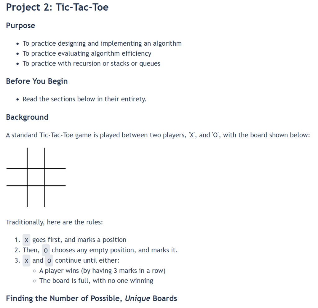Solved Tic Tac Toe Project. The point of this project is to | Chegg.com