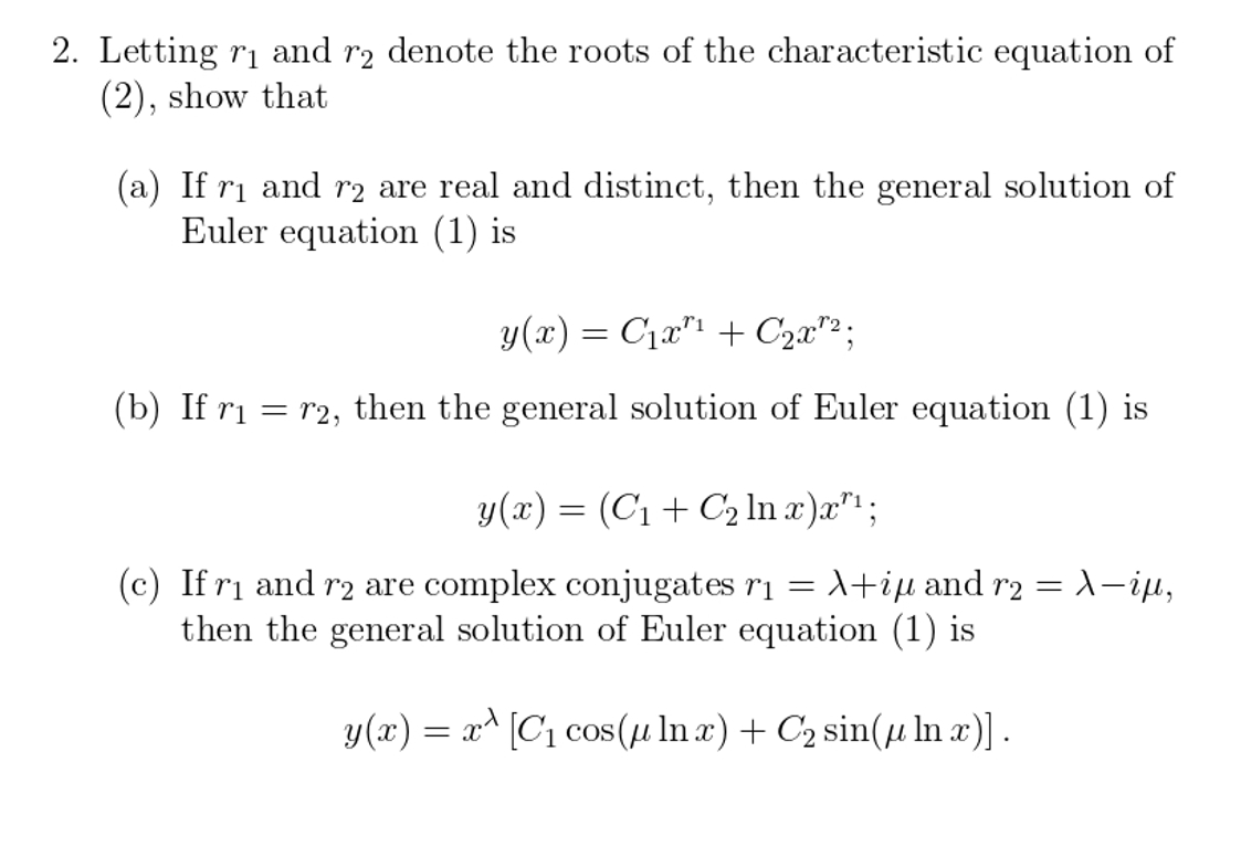 Solved Letting r1 ﻿and r2 ﻿denote the roots of the | Chegg.com