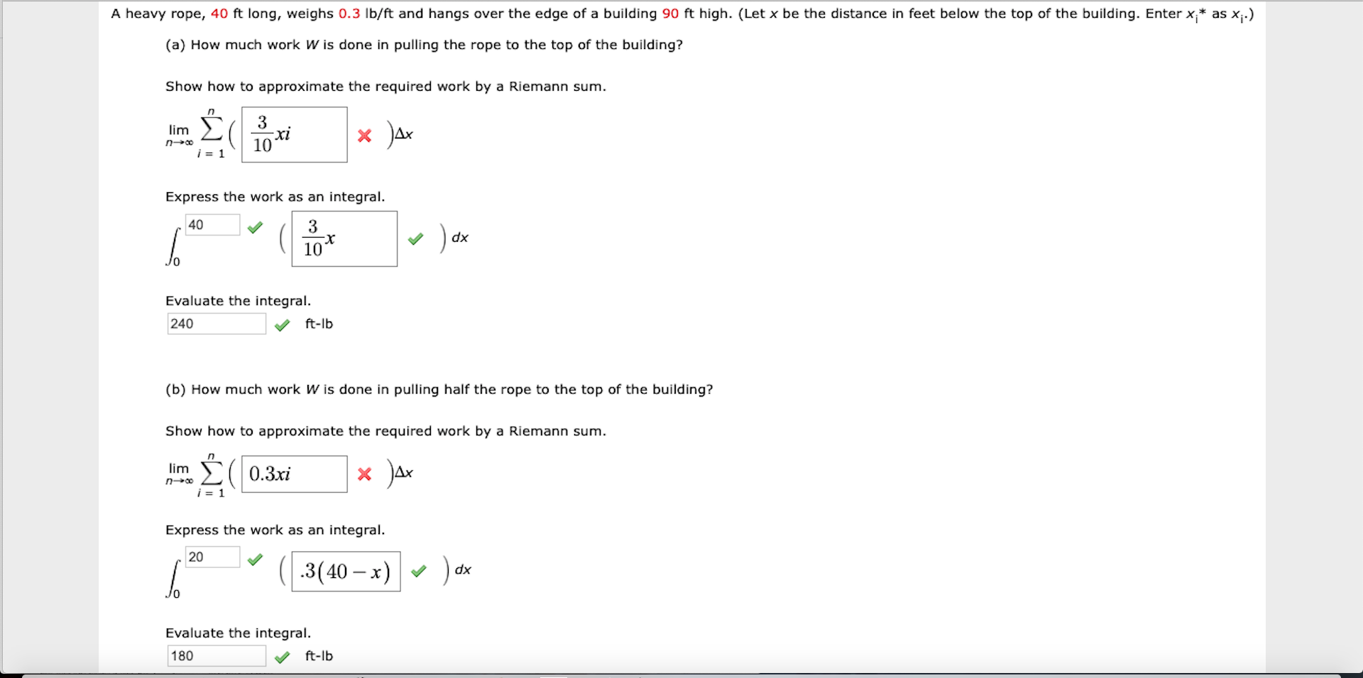 Solved A heavy rope, 40 ft long, weighs 0.3 lb/ft and hangs | Chegg.com