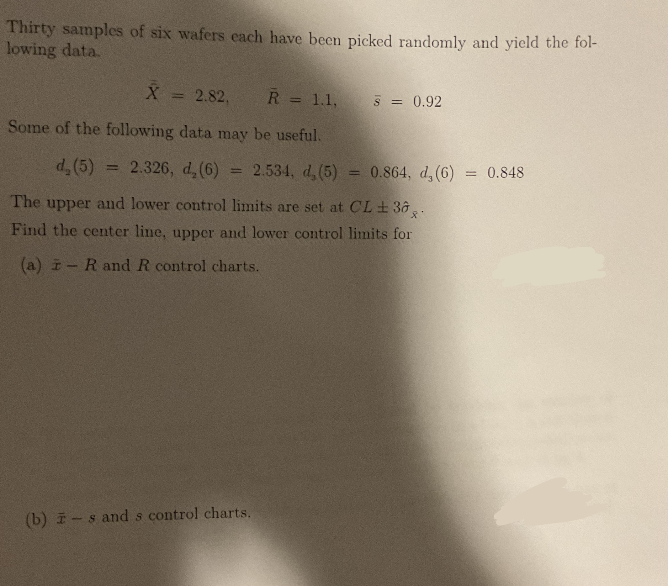 Solved Thirty samples of six wafers each have been picked | Chegg.com