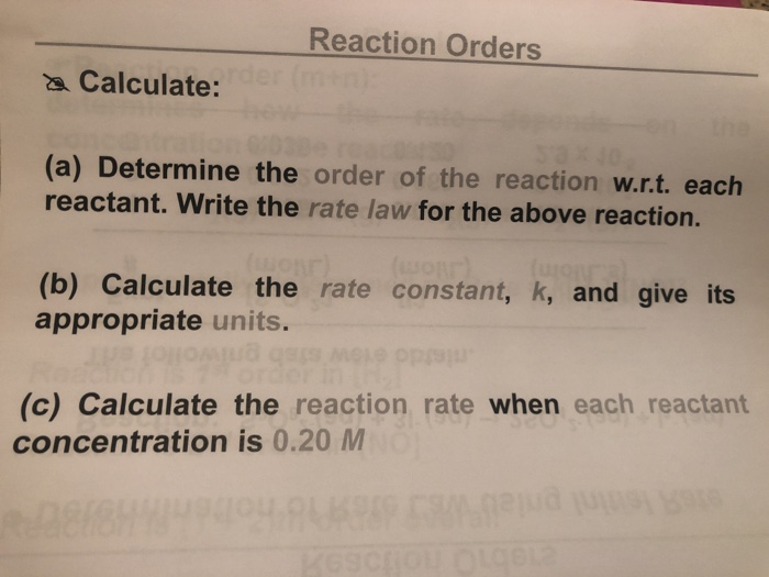 Solved Reaction Orders Determination of Rate Law using | Chegg.com