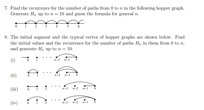 Solved 7. Find the recurrence for the number of paths from 0 | Chegg.com