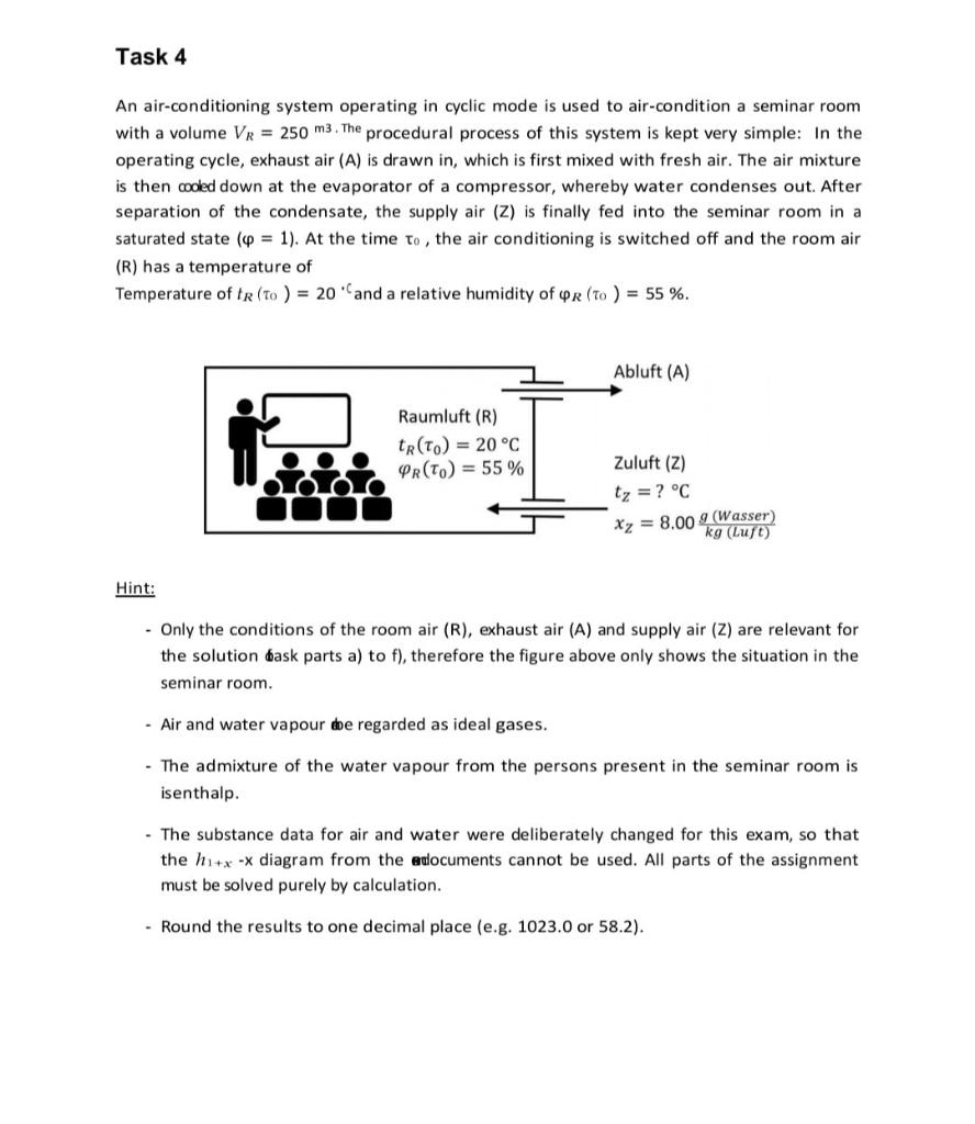 Task 4 An air-conditioning system operating in cyclic | Chegg.com