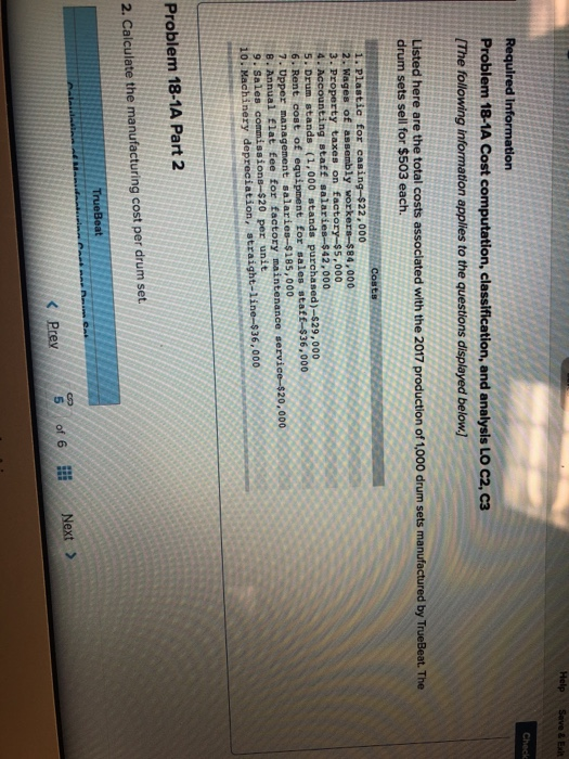 Solved Required Information Problem 18-1A Cost computation, | Chegg.com