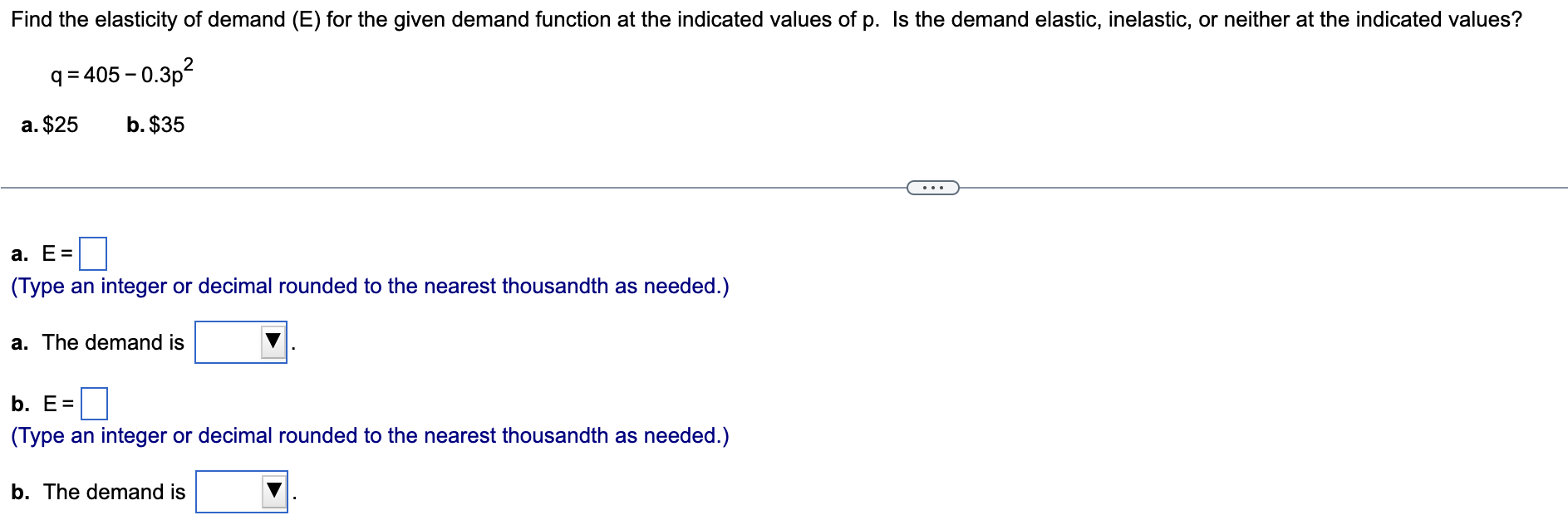 Solved Find the elasticity of demand (E) for the given | Chegg.com