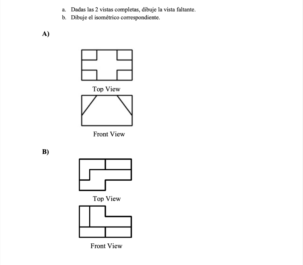 Solved 1. Given the full views, draw the missing view 2. | Chegg.com