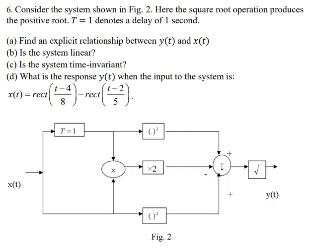 Solved 6. Consider the system shown in Fig. 2. Here the | Chegg.com