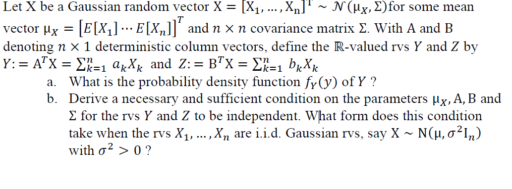 Solved Let x ﻿be a Gaussian random vector | Chegg.com
