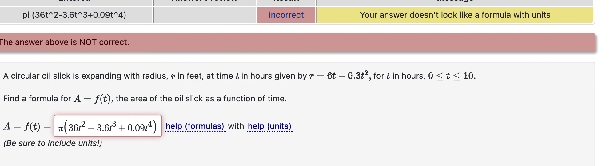 Solved A circular oil slick is expanding with radius, r in | Chegg.com