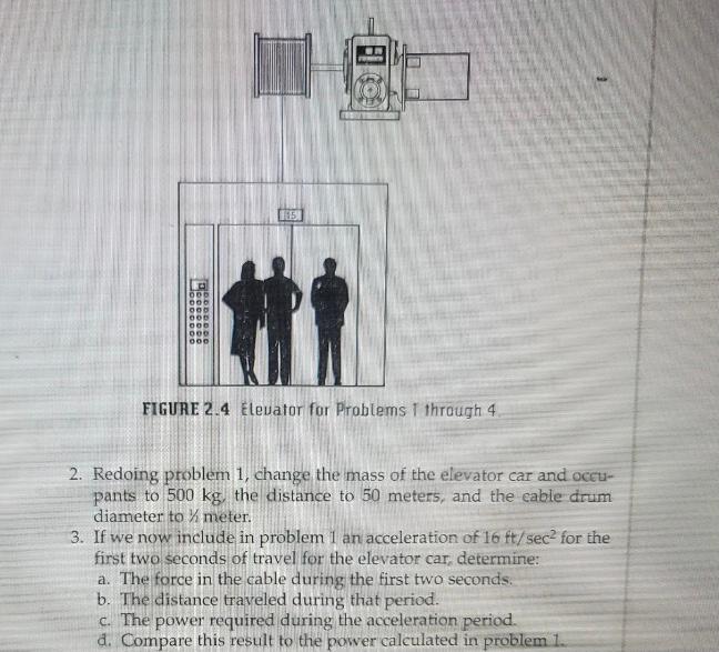 Solved 1. The elevator system shown in Figure 2.4 has a | Chegg.com
