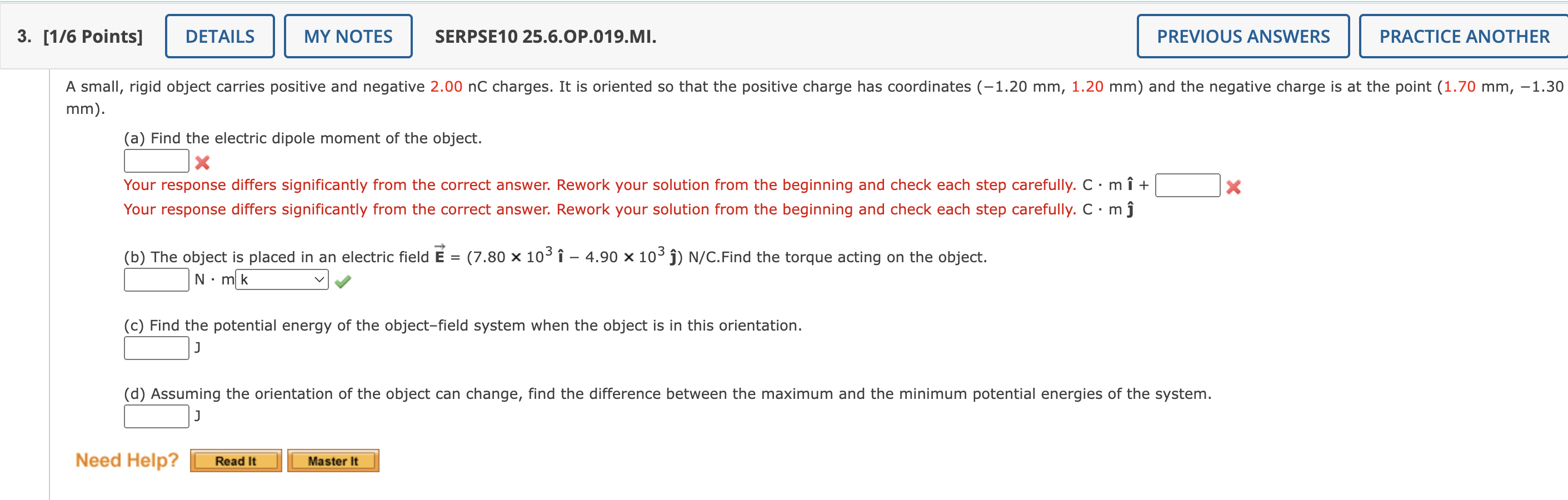 Solved A small, rigid object carries positive and negative | Chegg.com