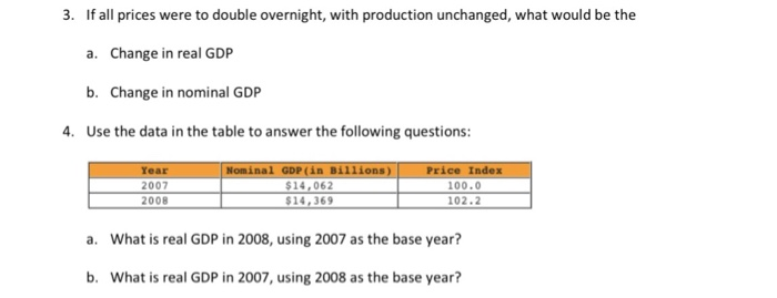 Solved 2. The table shows this year's nominal and real GDP. | Chegg.com