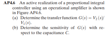 Solved AP4.6 An active realization of a proportional | Chegg.com