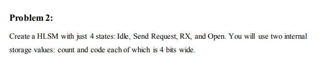 Solved Problem 2: Create a HLSM with just 4 states: Idle, | Chegg.com