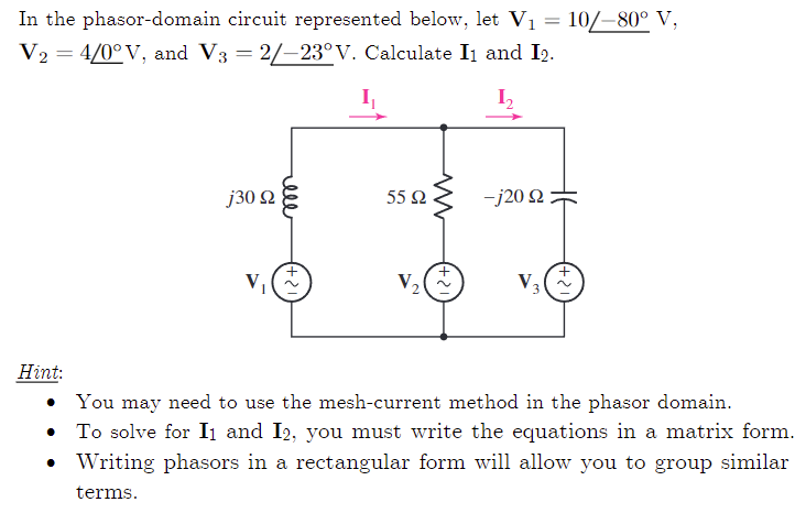 Solved In the phasor-domain circuit represented below, let | Chegg.com