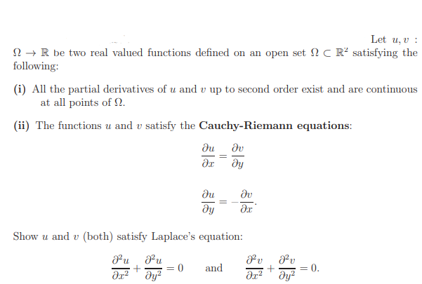 Solved Let u,v : Ω→R be two real valued functions defined on | Chegg.com
