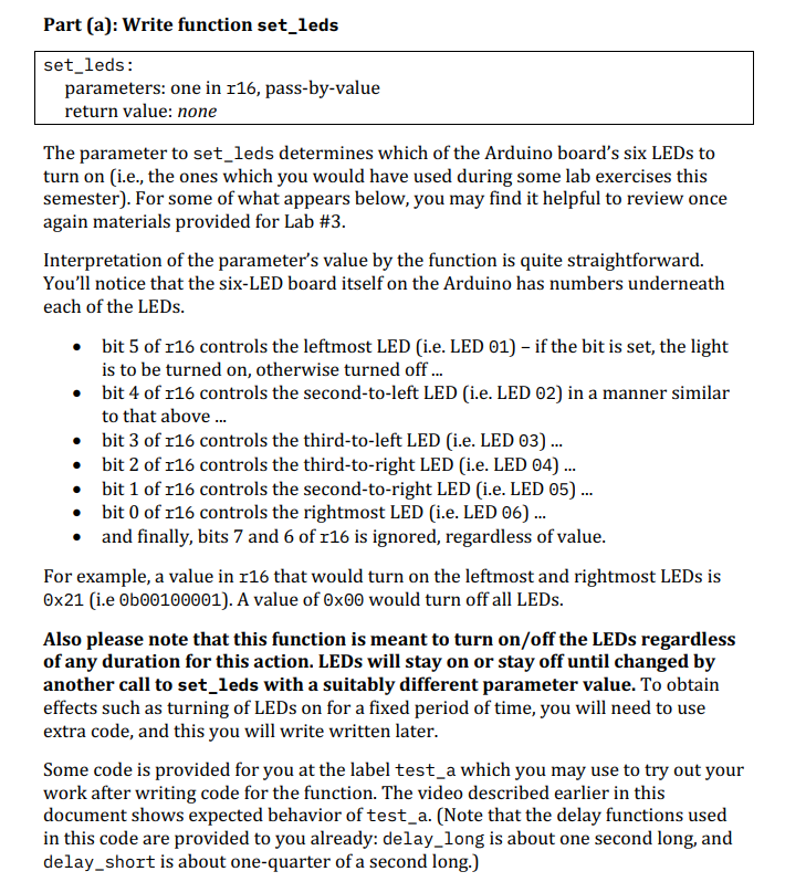 Solved set_leds: parameters: one in r16, pass-by-value | Chegg.com