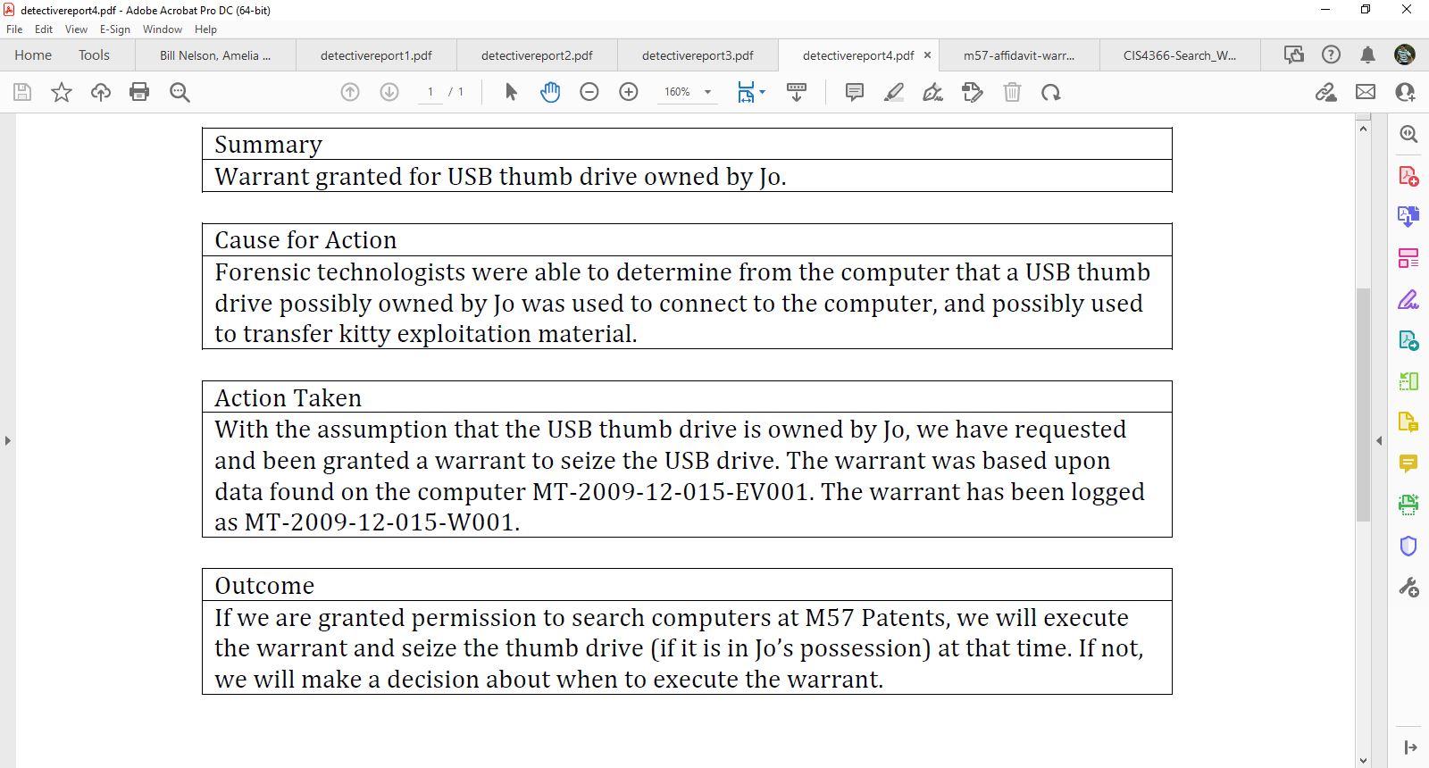Solved Read the four detective reports and the combined | Chegg.com