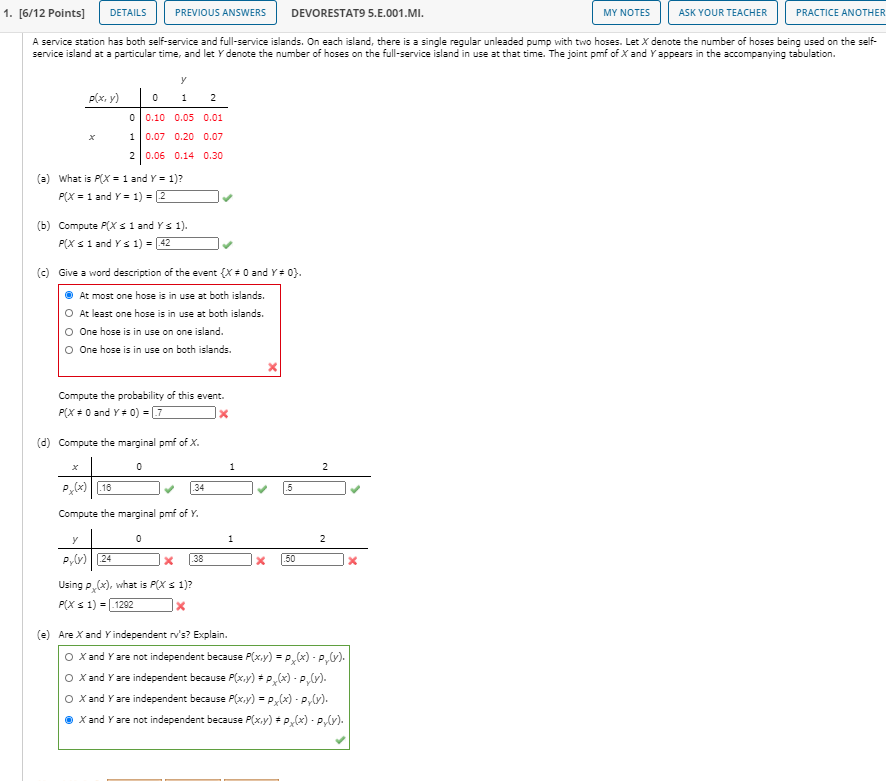 Solved DETAILS 1. [6/12 Points] PREVIOUS ANSWERS DEVORESTAT9 | Chegg.com