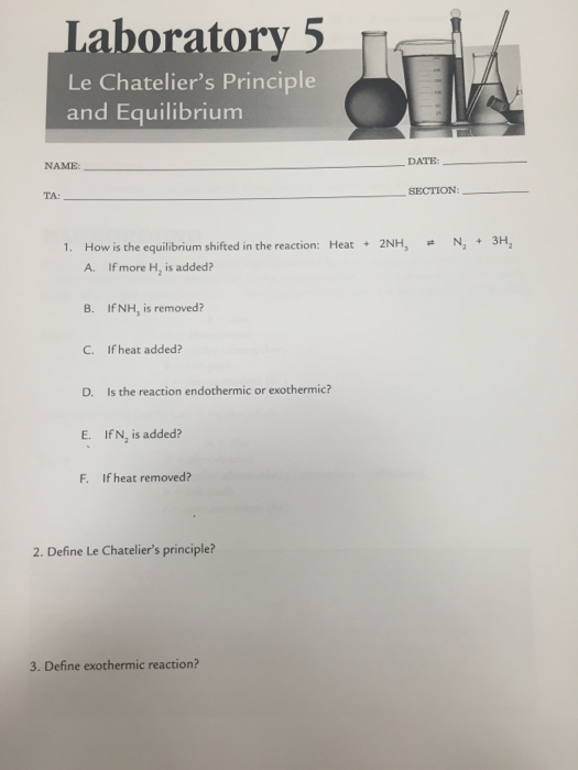 Solved aboratory 5 Le Chatelier's Principle and Equilibrium | Chegg.com