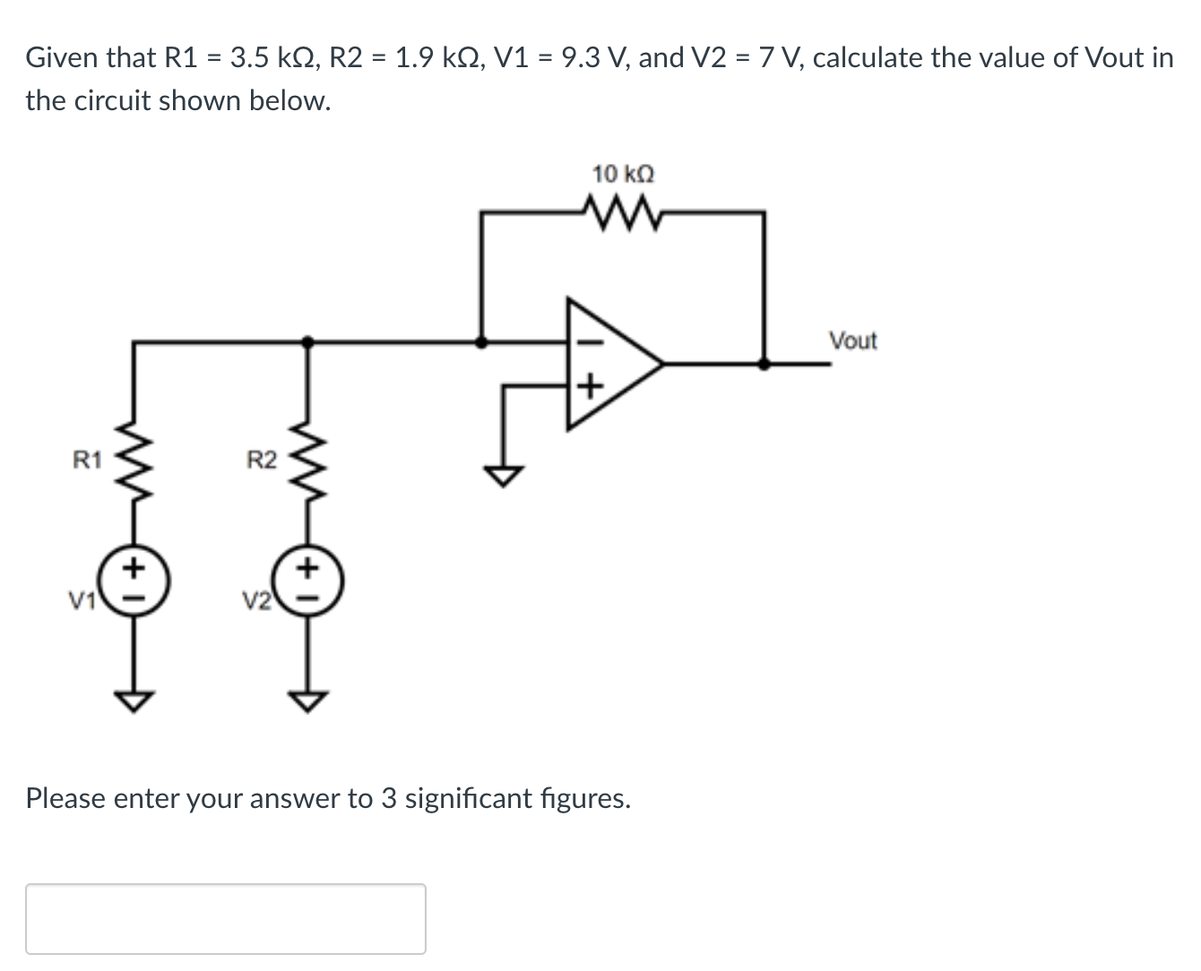 Solved Given that R1=3.5kΩ,R2=1.9kΩ,V1=9.3V, ﻿and V2=7V, | Chegg.com