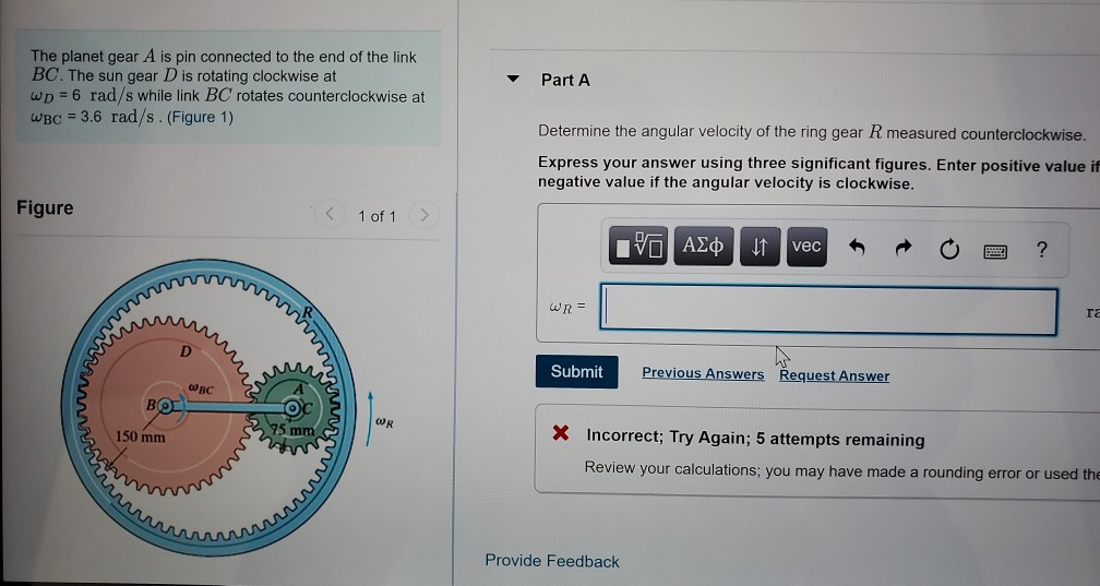 Solved Part A The planet gear A is pin connected to the end | Chegg.com