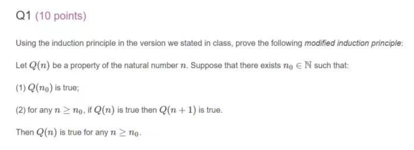 Solved Q1 (10 points) Using the induction principle in the | Chegg.com