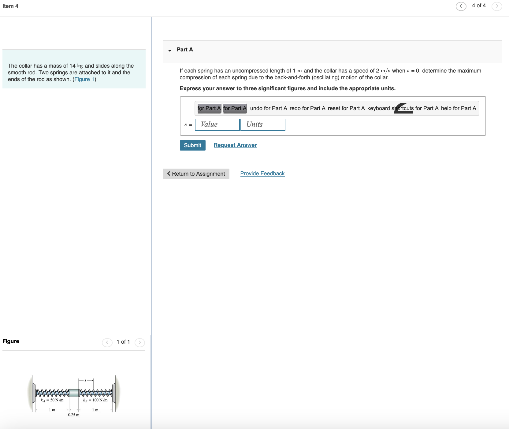 Solved by an EXPERT The collar has a mass of 14 ﻿kg and slides along the | Chegg.com