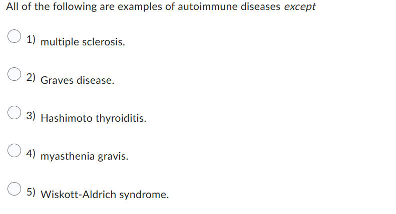 Solved All of the following are examples of autoimmune | Chegg.com