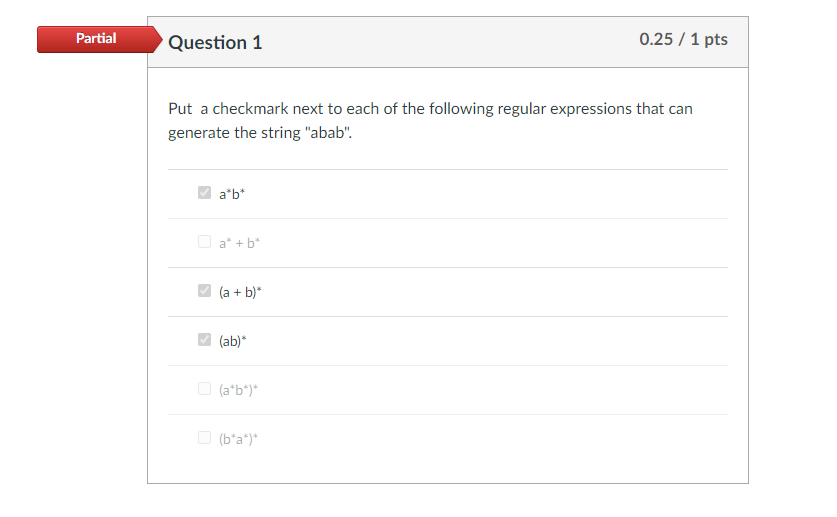 Solved Put a checkmark next to each of the following regular | Chegg.com