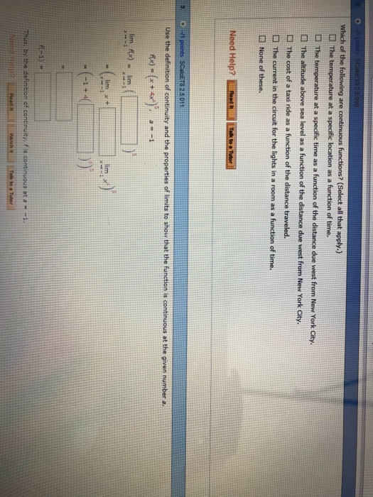 Solved Which Of The Following Are Continuous Functions 