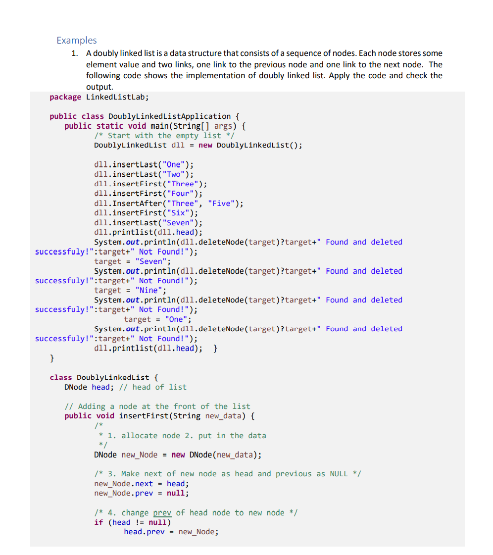 Solved Examples 1. A doubly linked list is a data structure | Chegg.com
