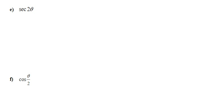 Solved Double Angle Formulas Power Reducing Formulas Half | Chegg.com
