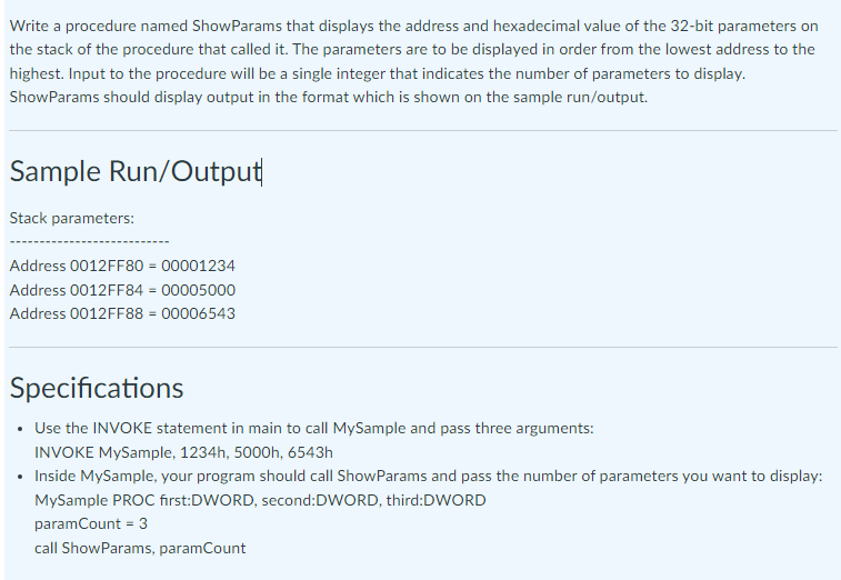 Solved In Masm Assembly Irvine32 Write A Procedure Named 