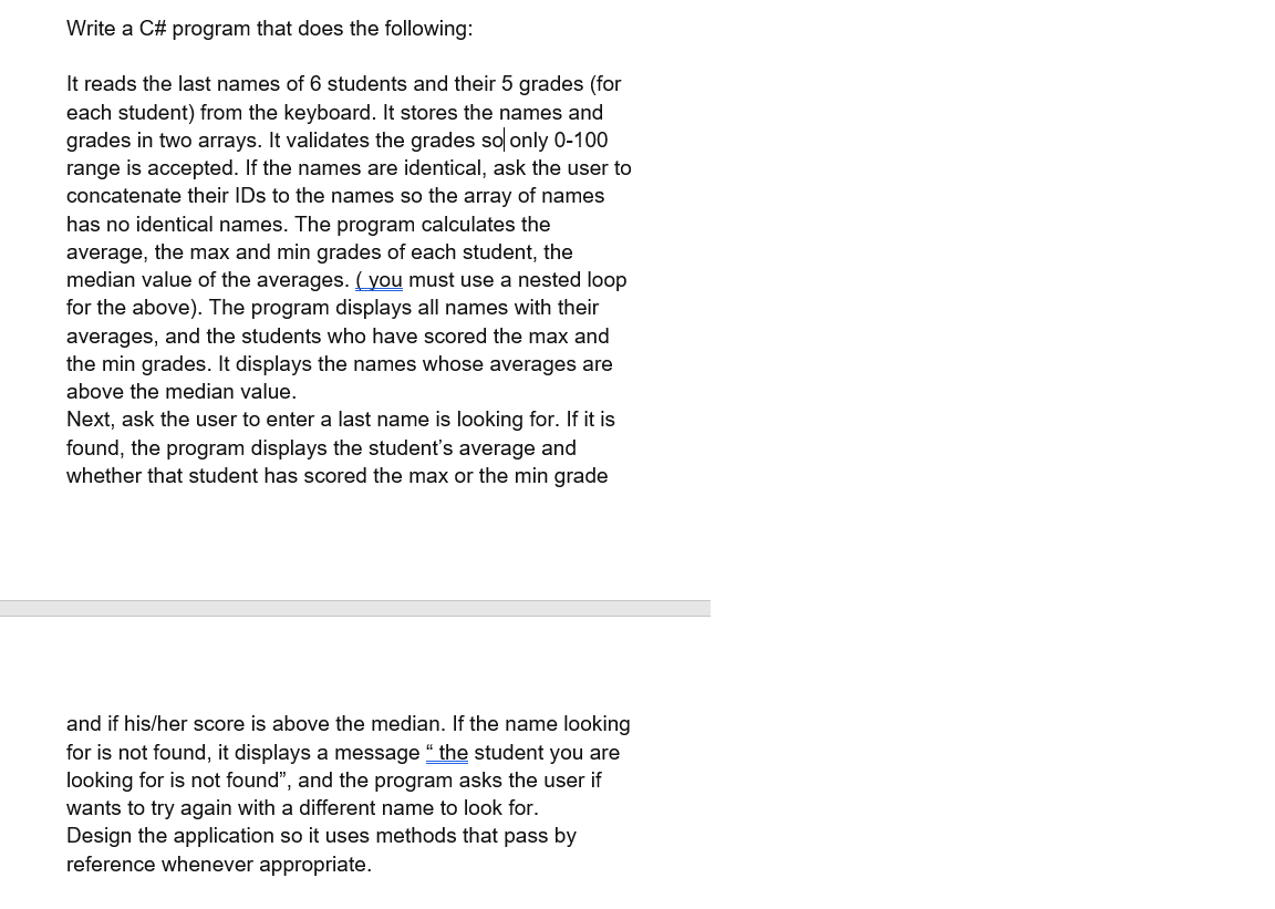 Solved Write a C# program that does the following: It reads | Chegg.com