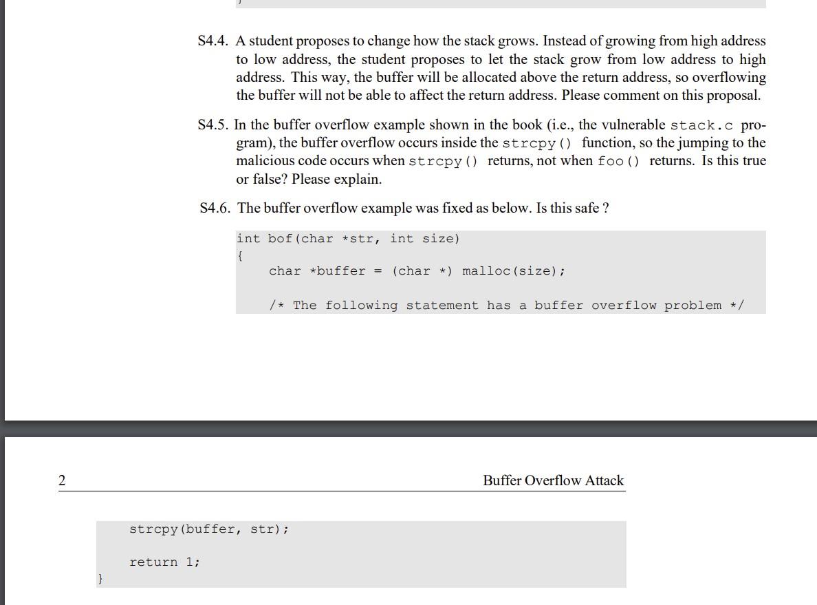 Solved S4.4. A student proposes to change how the stack | Chegg.com