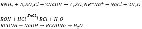 Solved RNH, + A,SO2Cl + 2NaOH → A,SONR-Na+ + NaCl + 2H20 | Chegg.com