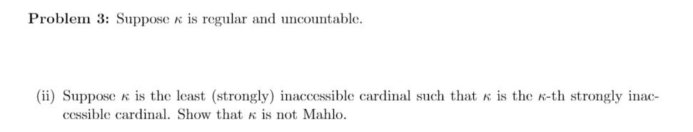 Problem 3: Suppose k is regular and uncountable. (ii) | Chegg.com