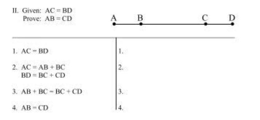 Solved II. Given: AC=BD Prove: AB=CD \begin{tabular}{l|l} | Chegg.com