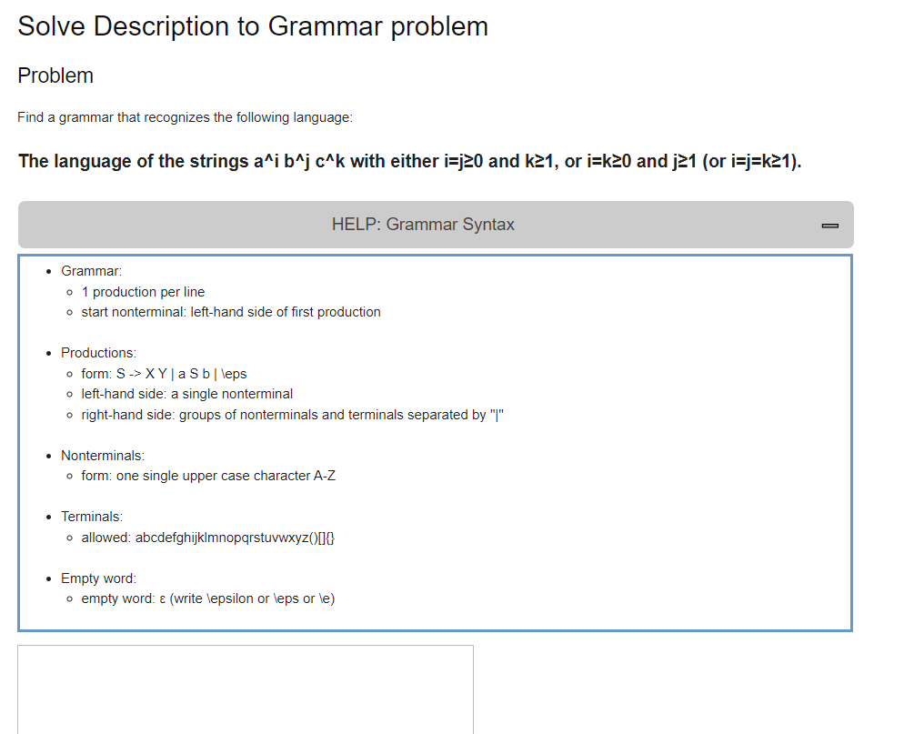 Solved Solve Description to Grammar problem Problem Find a | Chegg.com