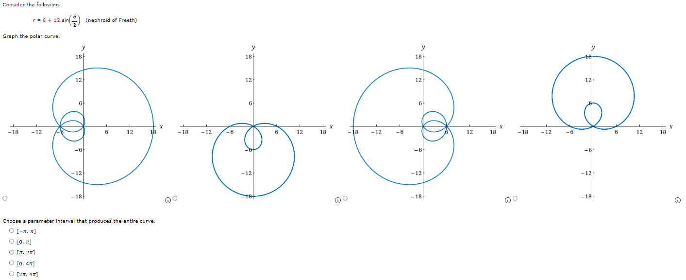Solved Consider the following. r=6+12sin(2θ) (nephroid of | Chegg.com