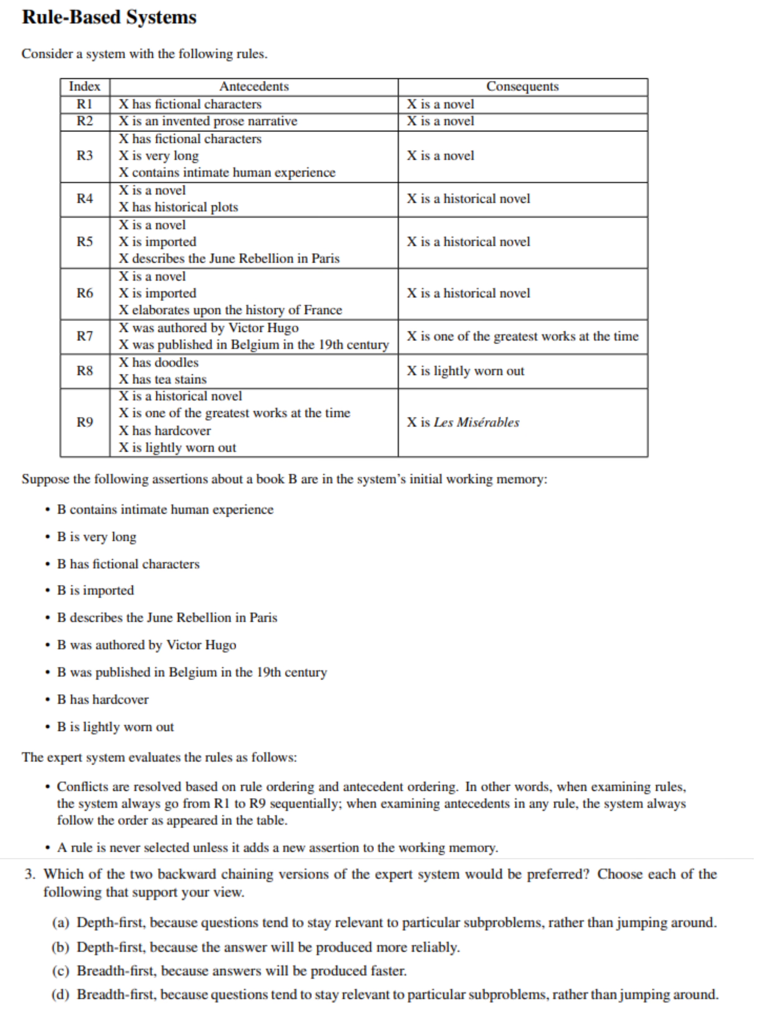 Solved Rule-Based SystemsConsider a system with the | Chegg.com