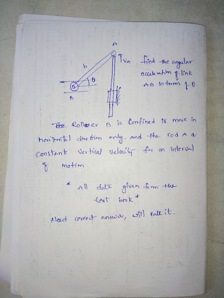 Solved find the angular acceleration of link AB in terms of | Chegg.com