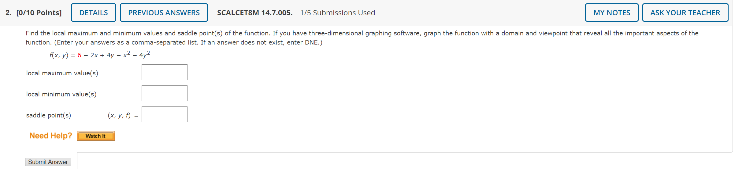 Solved function. (Enter your answers as a comma-separated | Chegg.com