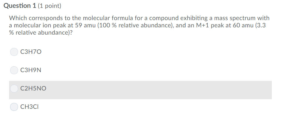 Solved Question 1 (1 point) Which corresponds to the | Chegg.com