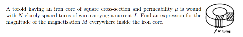 Solved A toroid having an iron core of square cross-section | Chegg.com