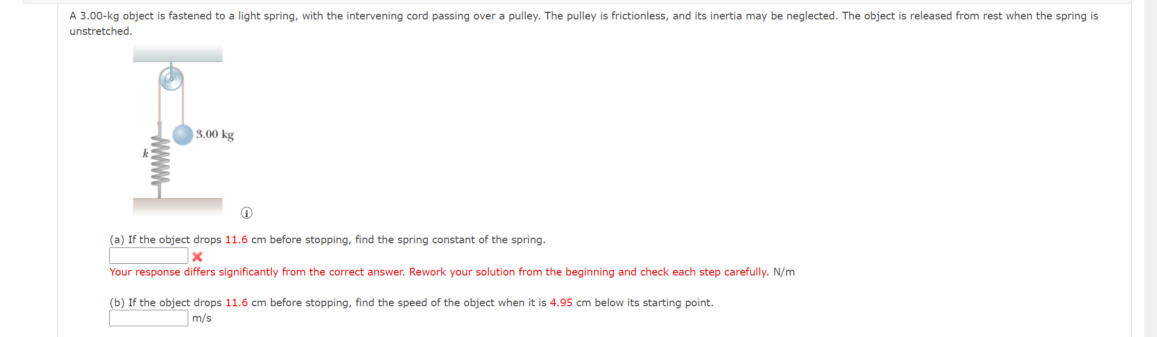 Solved A 3.00-kg object is fastened to a light spring, with | Chegg.com
