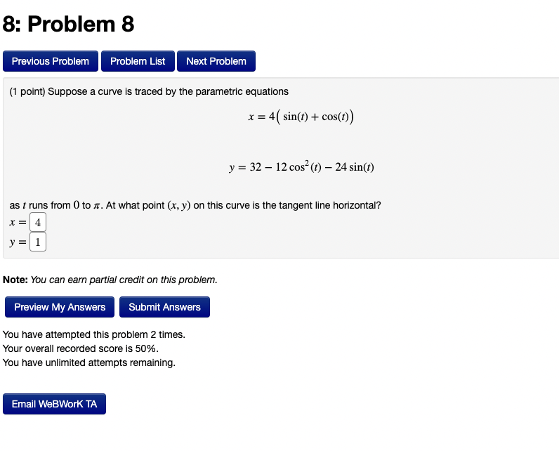 Solved ( 1 point) Suppose a curve is traced by the | Chegg.com